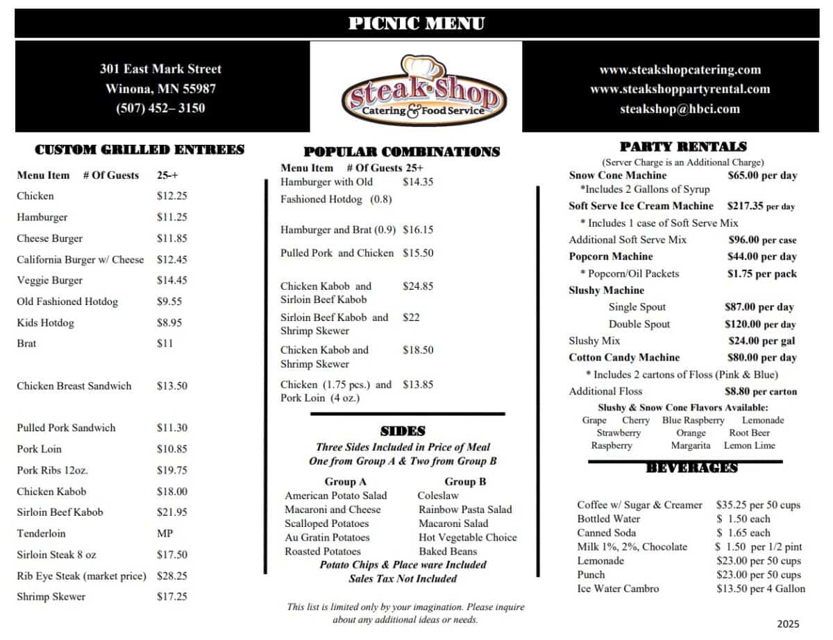 Picnic Catering Menus for Local Events & Corporate Outings